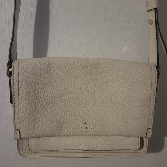 kate spade | Bags | Kate Spade Beige Cream Pebbled Leather Small Flap ...